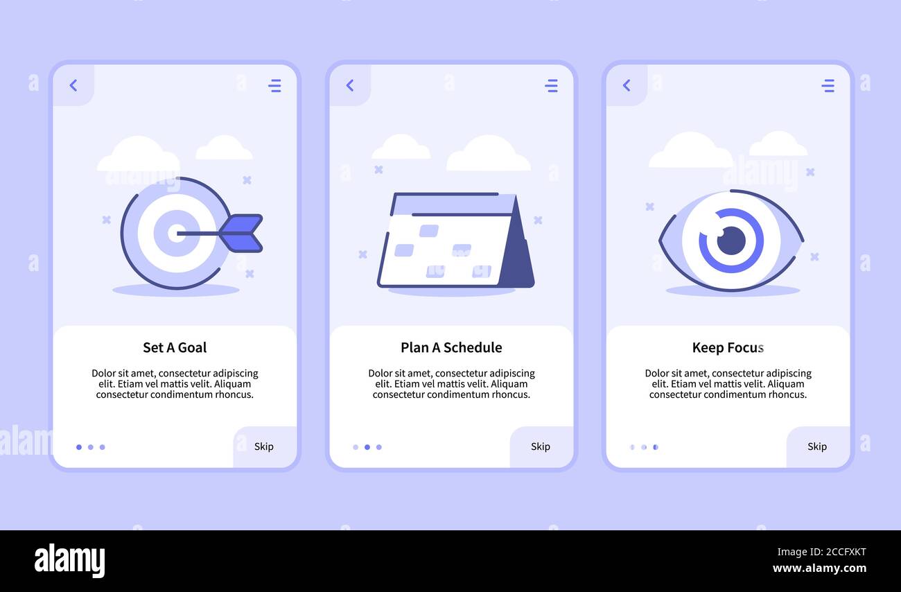 Set a goal plan a schedule keep focus onboarding screen for mobile apps ...