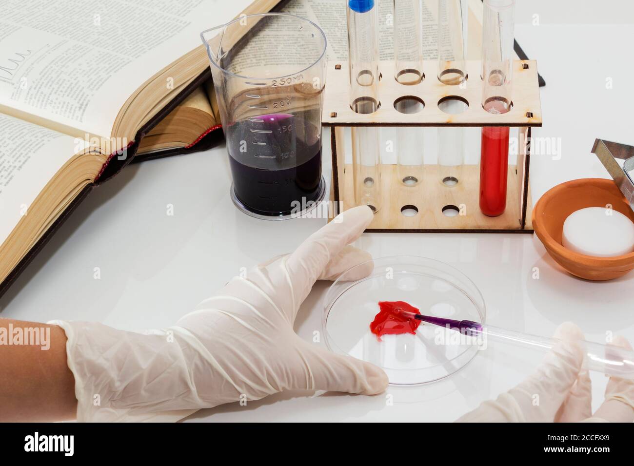 Lab tube, eppendorfs with red liquid. White background. Studio shot ...