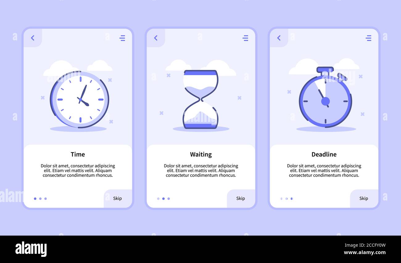Time waiting deadline onboarding screen for mobile apps template banner ...