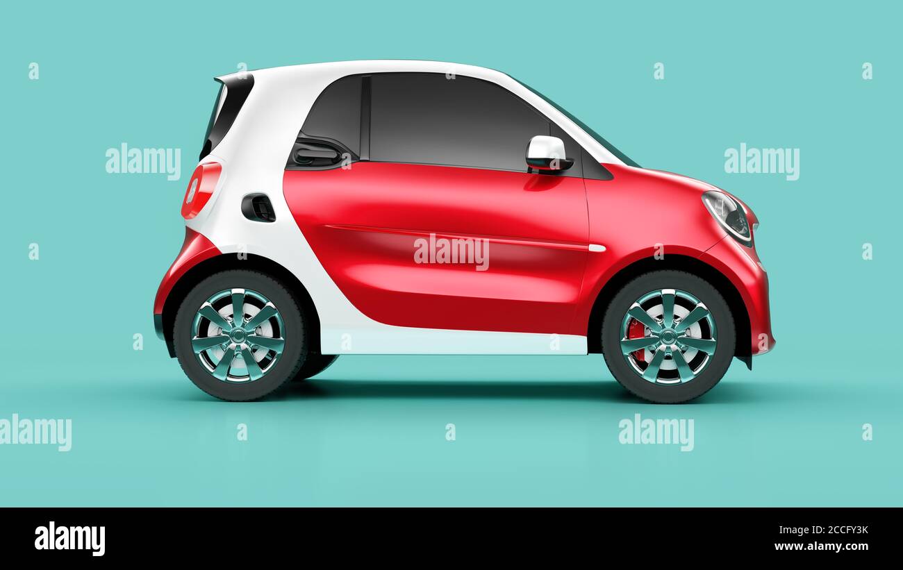 Side view of eco red concept car on blue background Stock Photo - Alamy