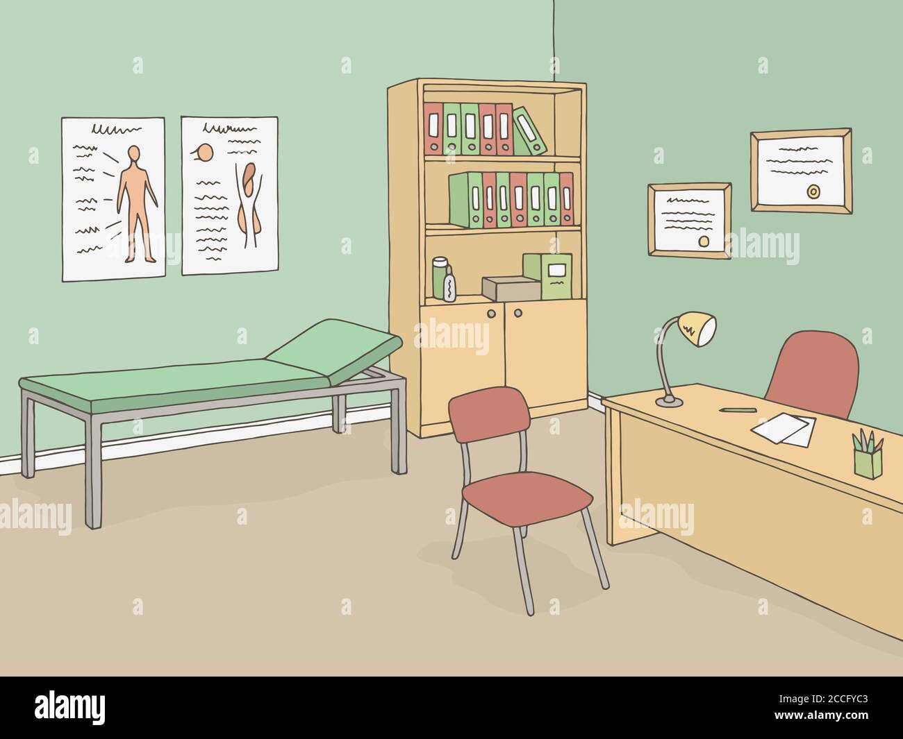 Doctor office graphic color interior sketch illustration vector Stock ...