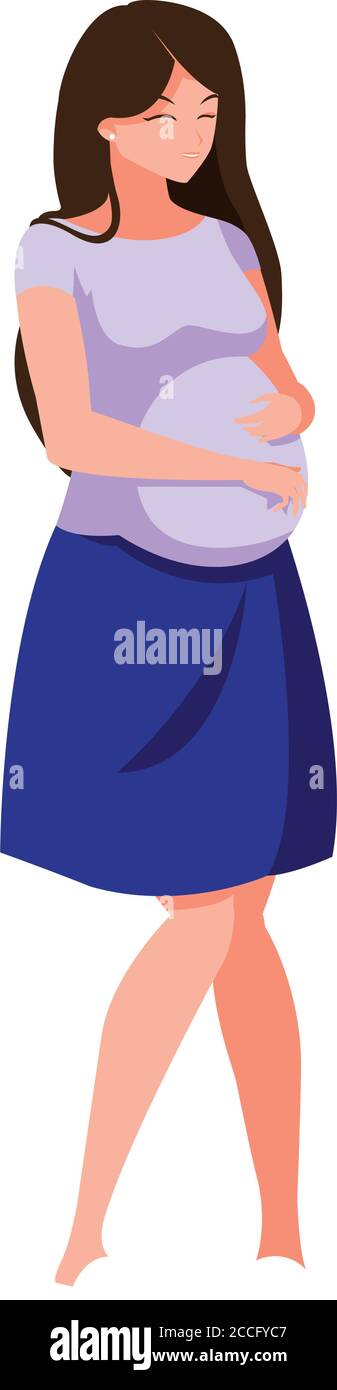 brown hair pregnant woman cartoon design, Belly pregnancy maternity and ...