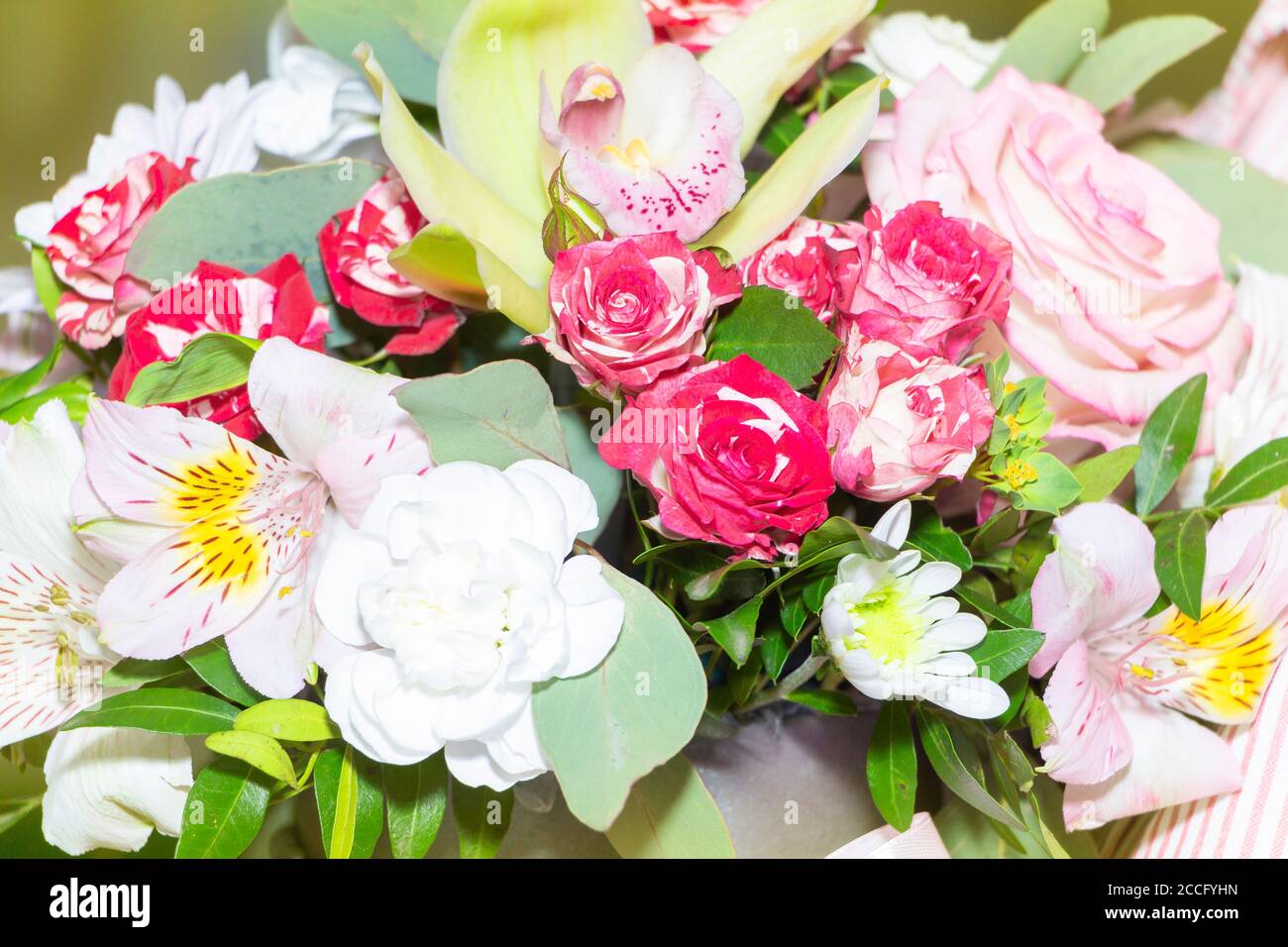 bouquet of colorful flowers, a lot of roses Stock Photo - Alamy