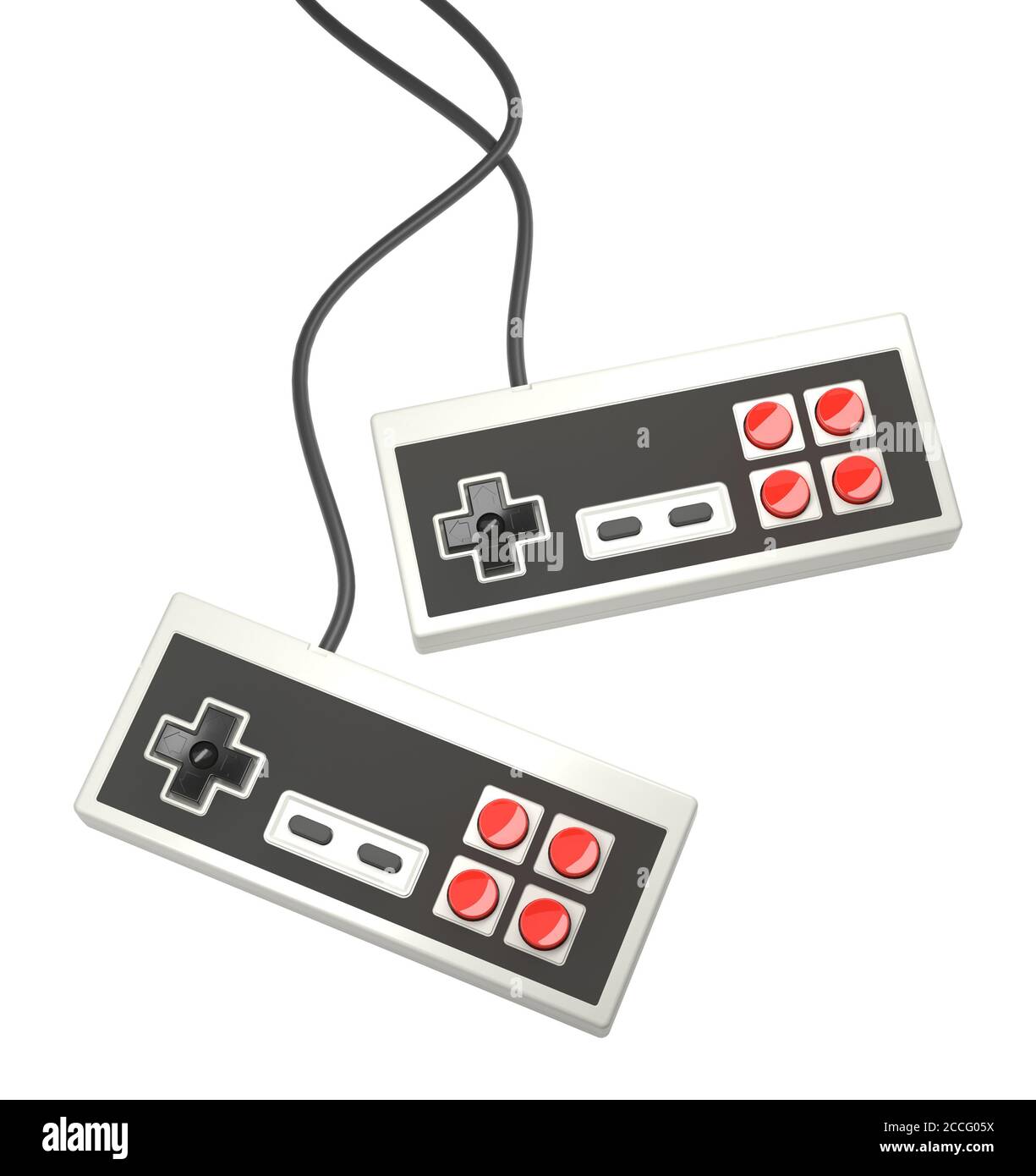 Retro computer gaming controller joystick on a white background Stock ...