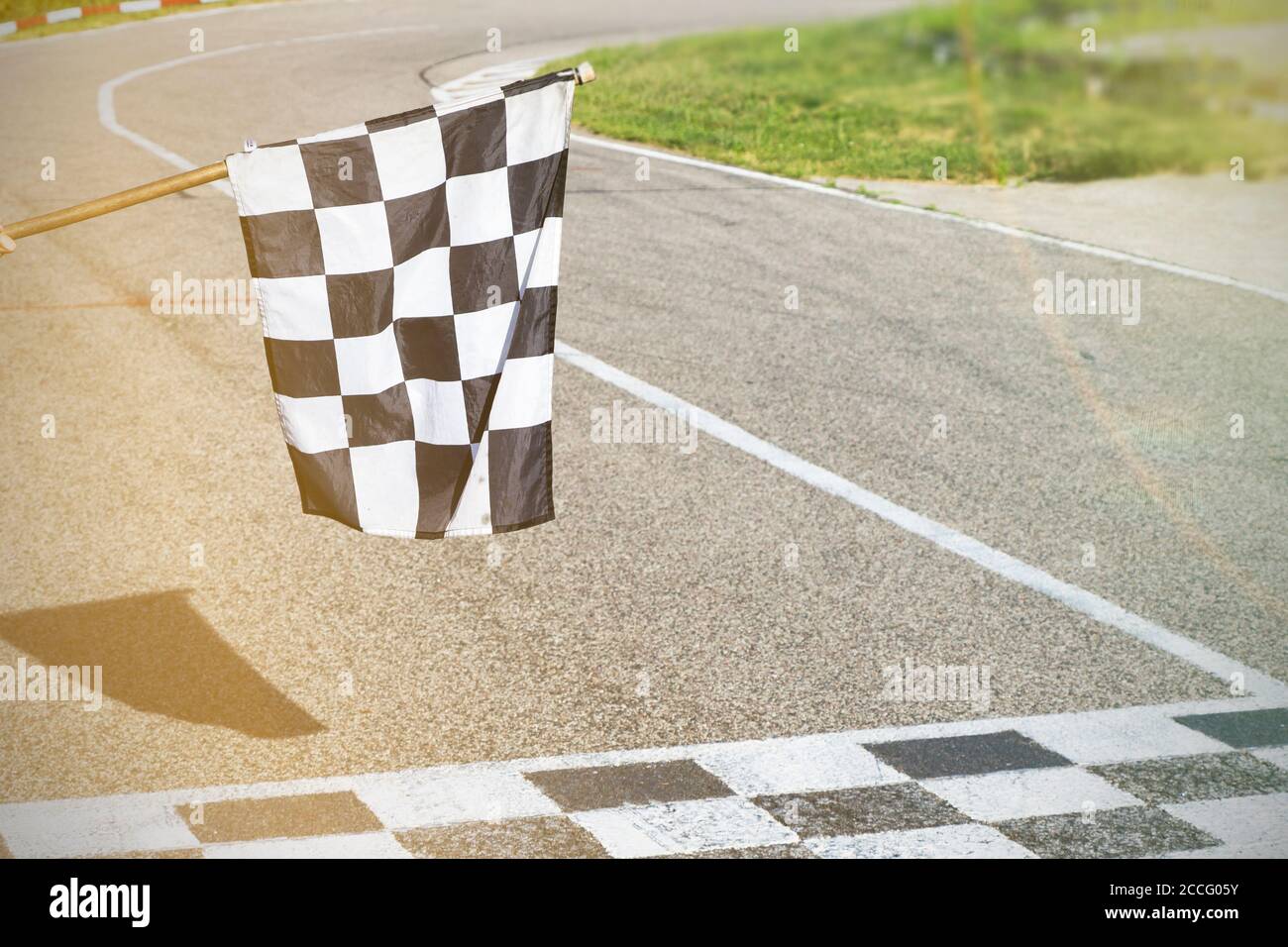 The finish line and checkered flag racing. finish the race Stock Photo ...