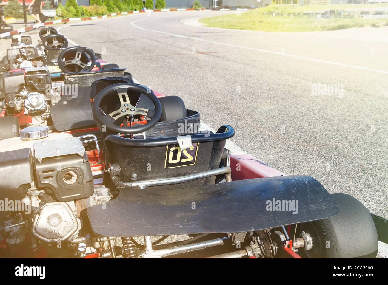 A number of small race cars ready for the race Stock Photo - Alamy