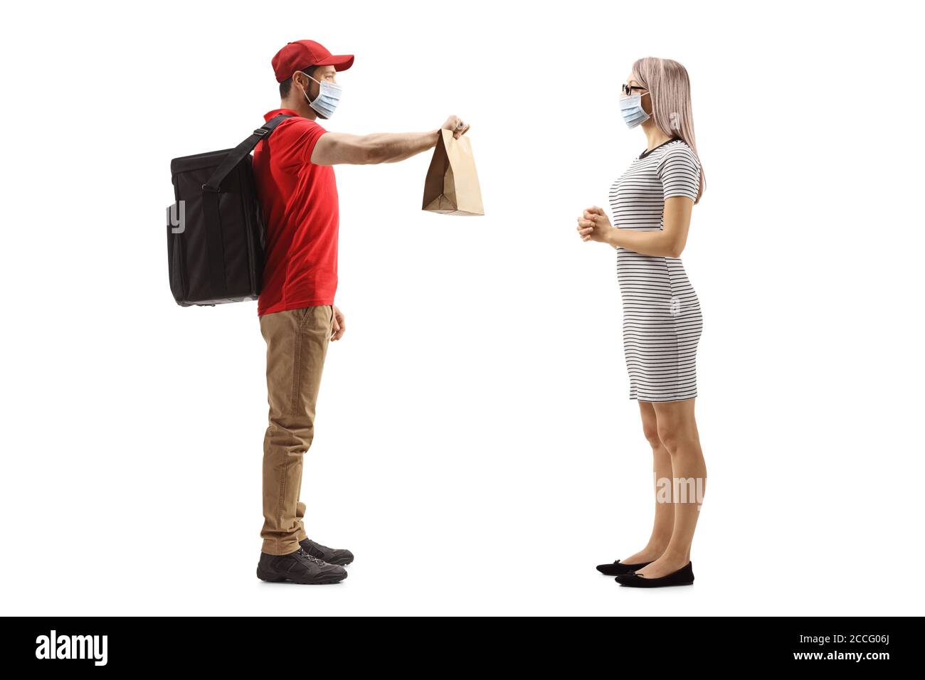 Delivery man with a mask Cut Out Stock Images & Pictures - Alamy