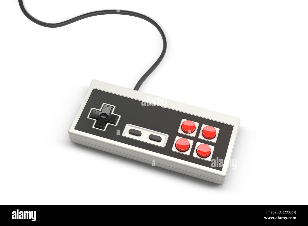 Retro computer gaming controller joystick on a white background Stock ...