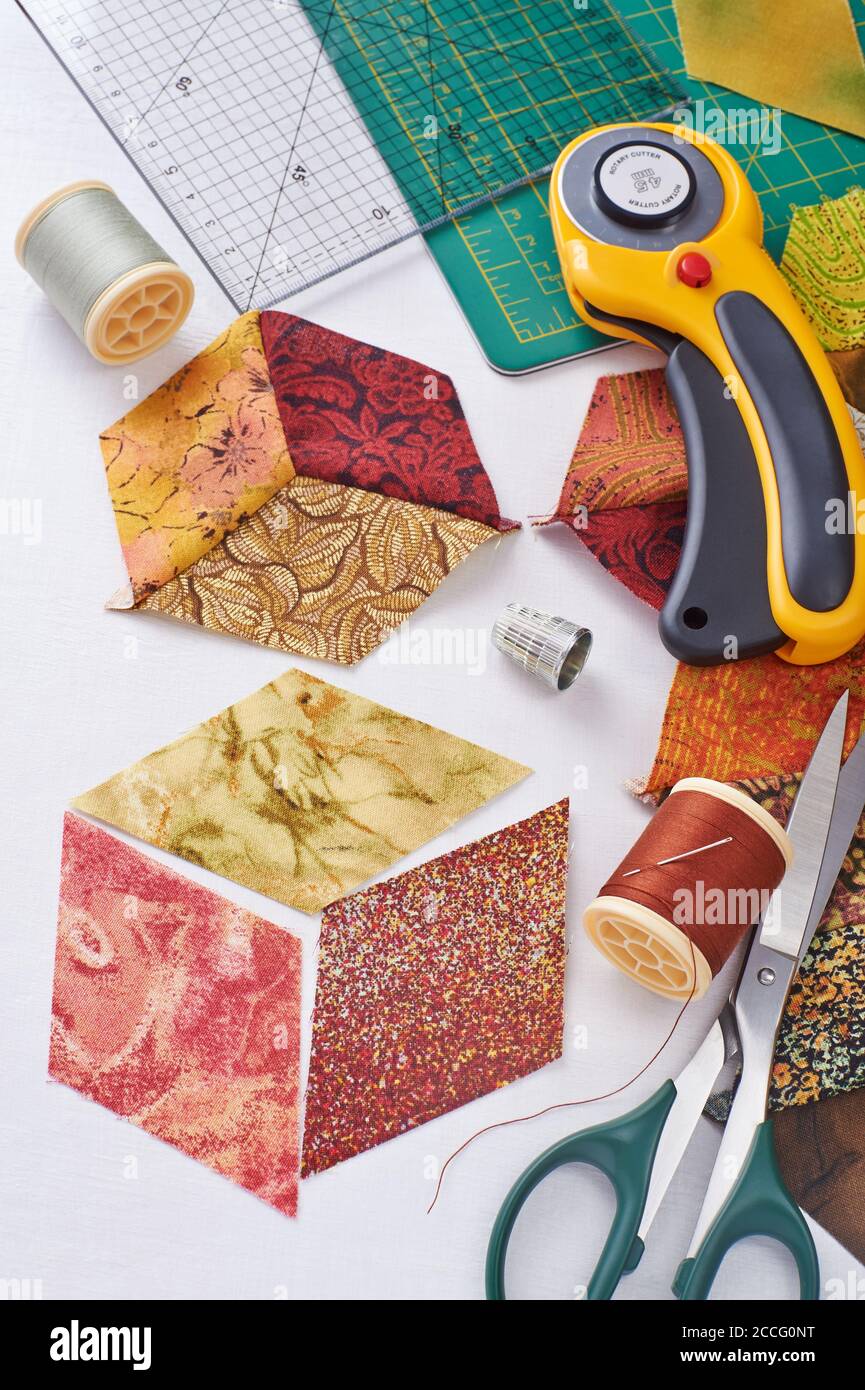 The cut pieces of fabric for sewing quilts Stock Photo - Alamy