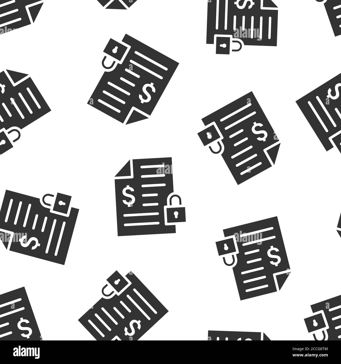 Financial statement icon in flat style. Document with lock vector ...