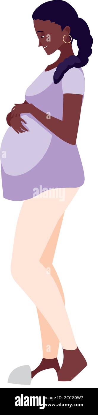 Black Pregnant Woman Cartoon Design Belly Pregnancy Maternity And