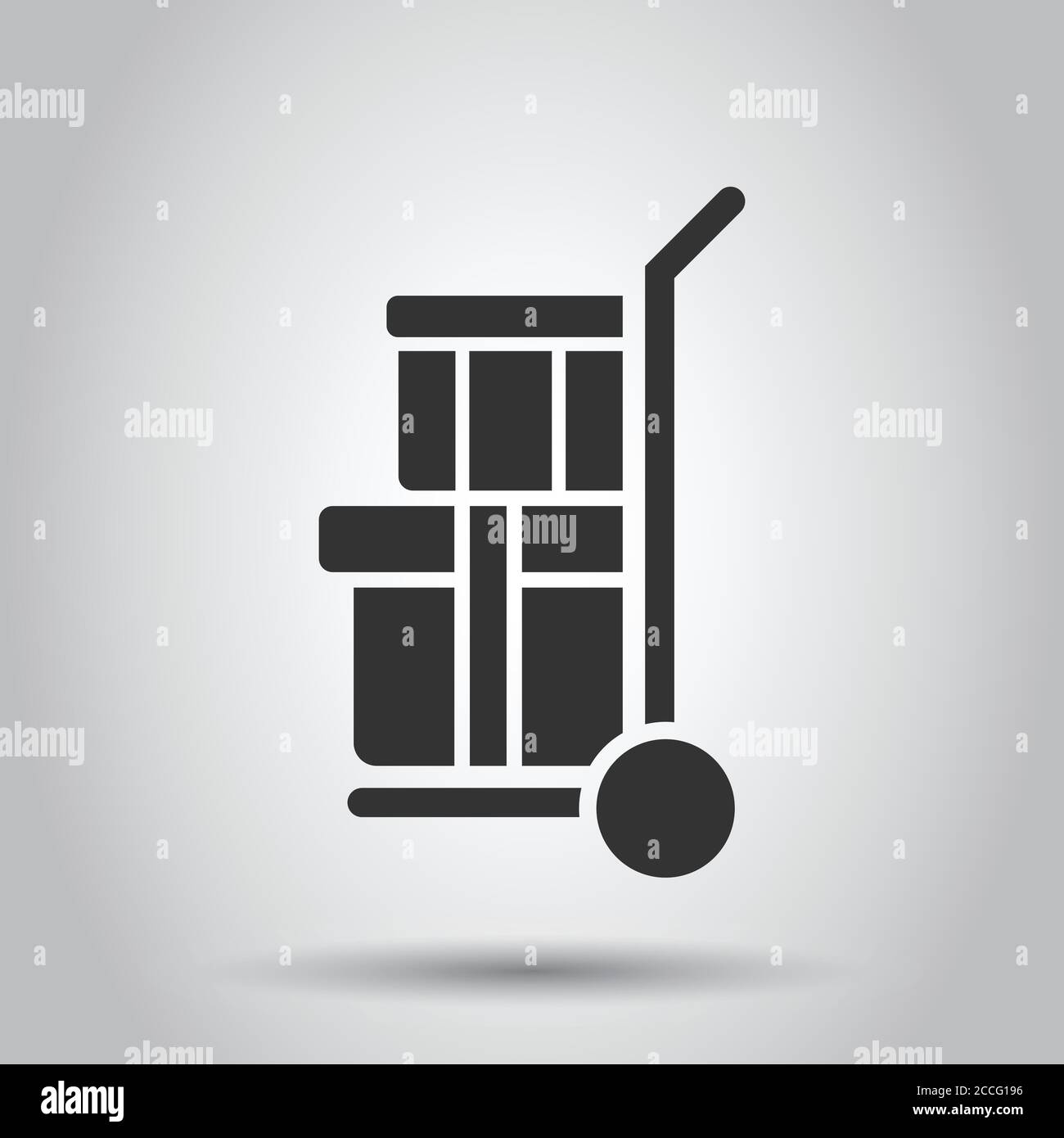 Cargo trolley icon in flat style. Delivery box vector illustration on ...