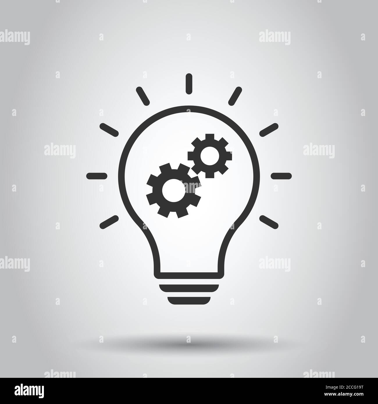 Innovation icon in flat style. Lightbulb with cogwheel vector illustration on white isolated ...