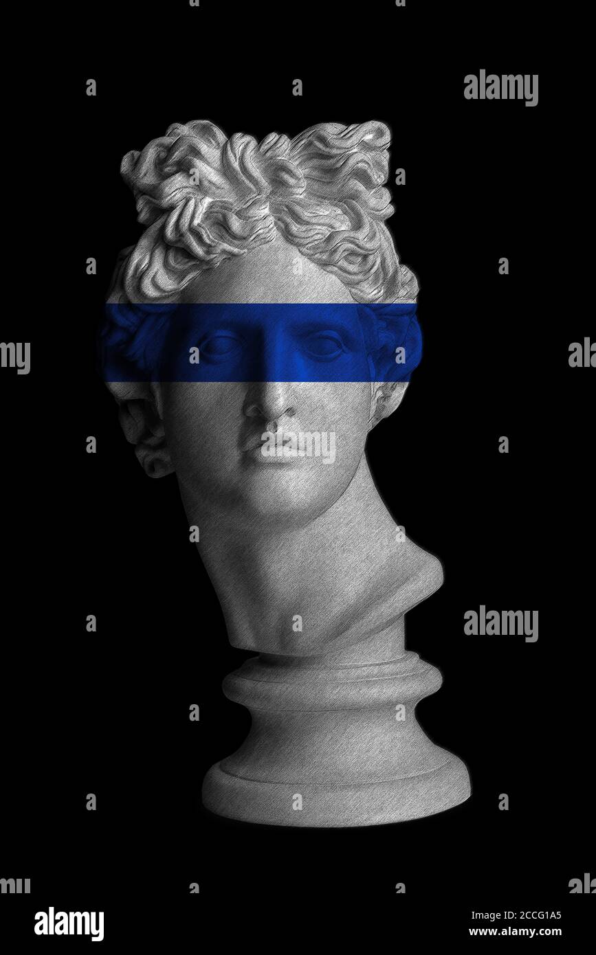 Gypsum statue of Apollo's head. Man. Statue. Isolated. Head. Apollo on ...