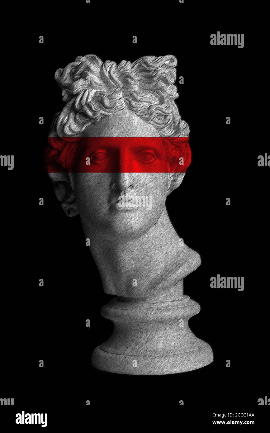 Gypsum statue of Apollo's head. Man. Statue. Isolated. Head. Apollo on ...