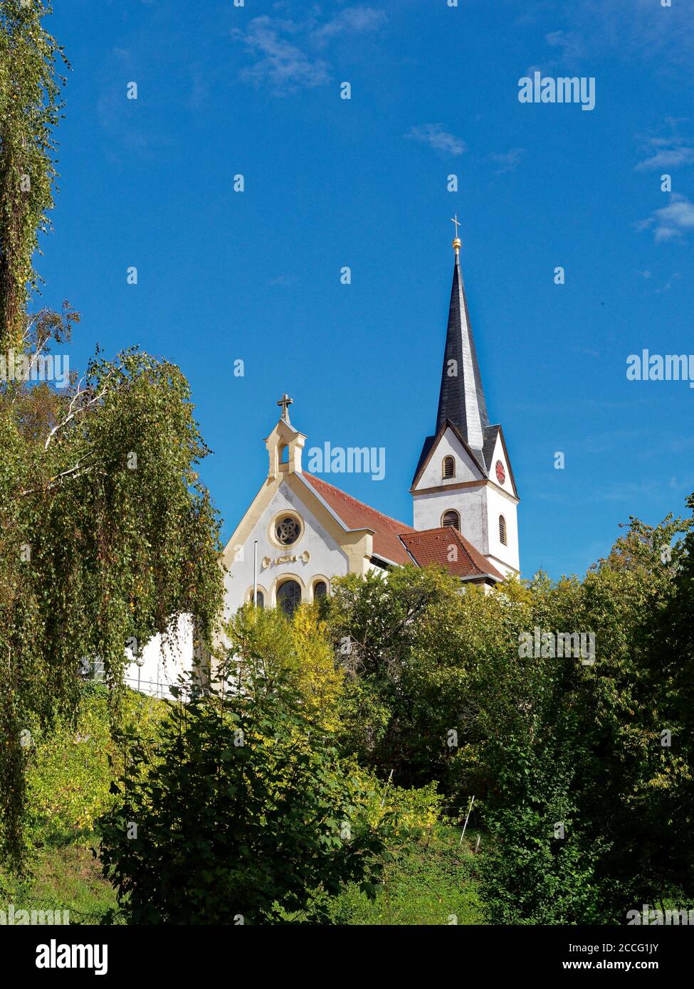 Castle and church in Lisberg, Lisberg municipality, Bamberg district ...