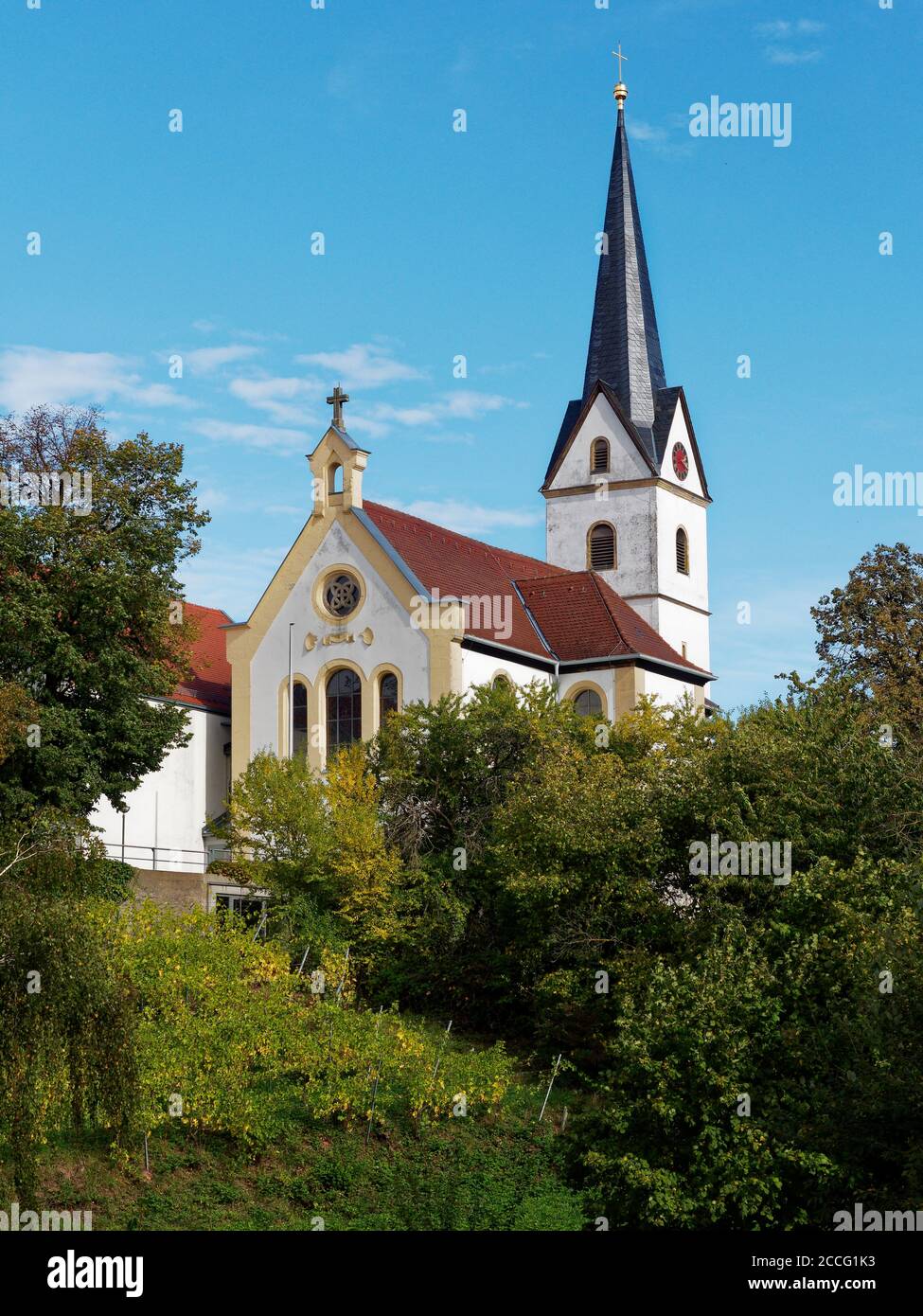 Castle and church in Lisberg, Lisberg municipality, Bamberg district ...