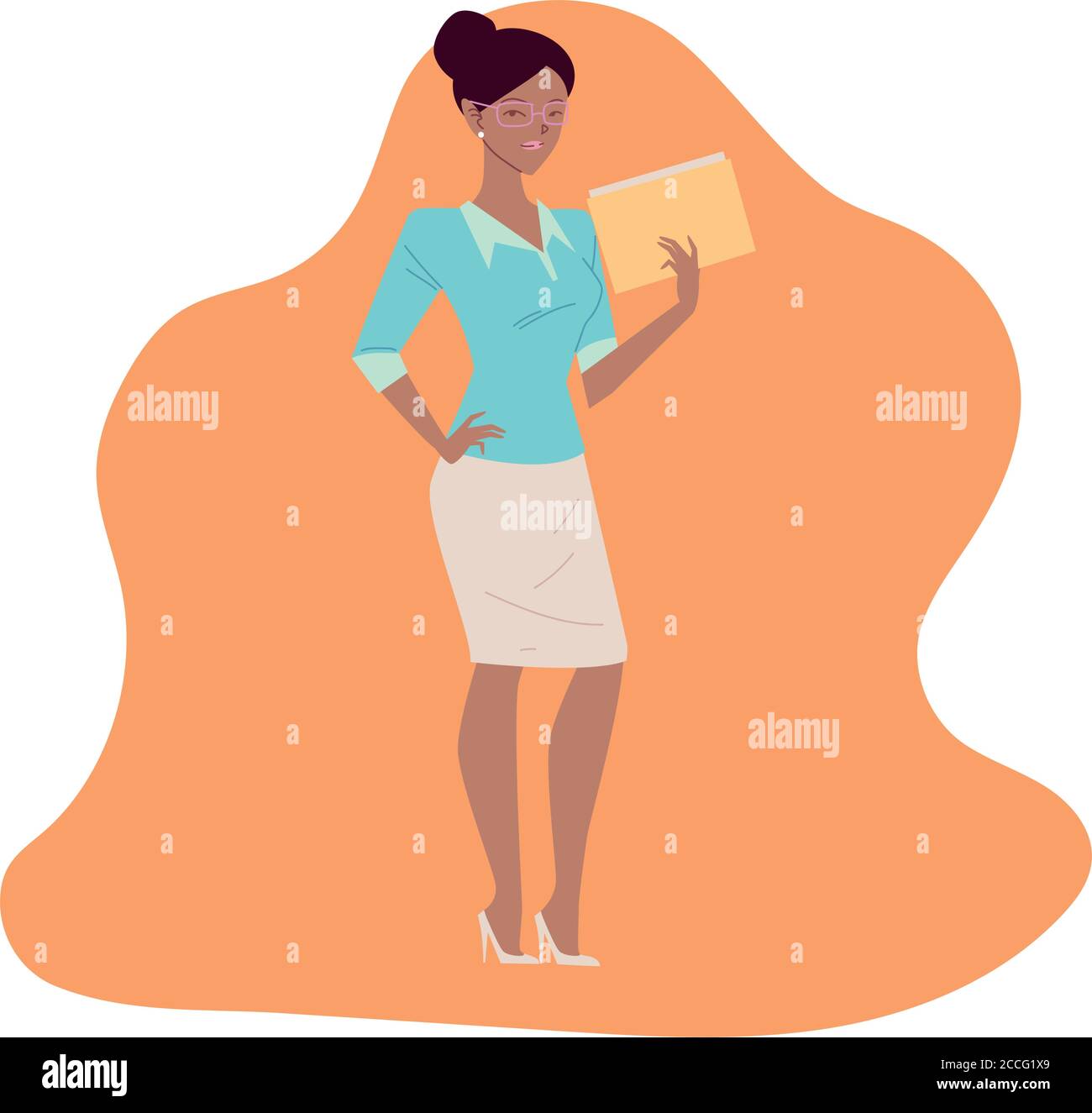 Businesswoman cartoon with file design, business fashion and management ...