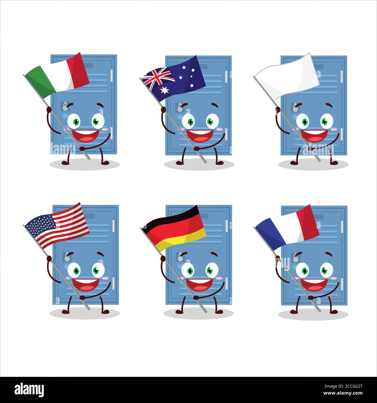 Locker cartoon character bring the flags of various countries Stock ...