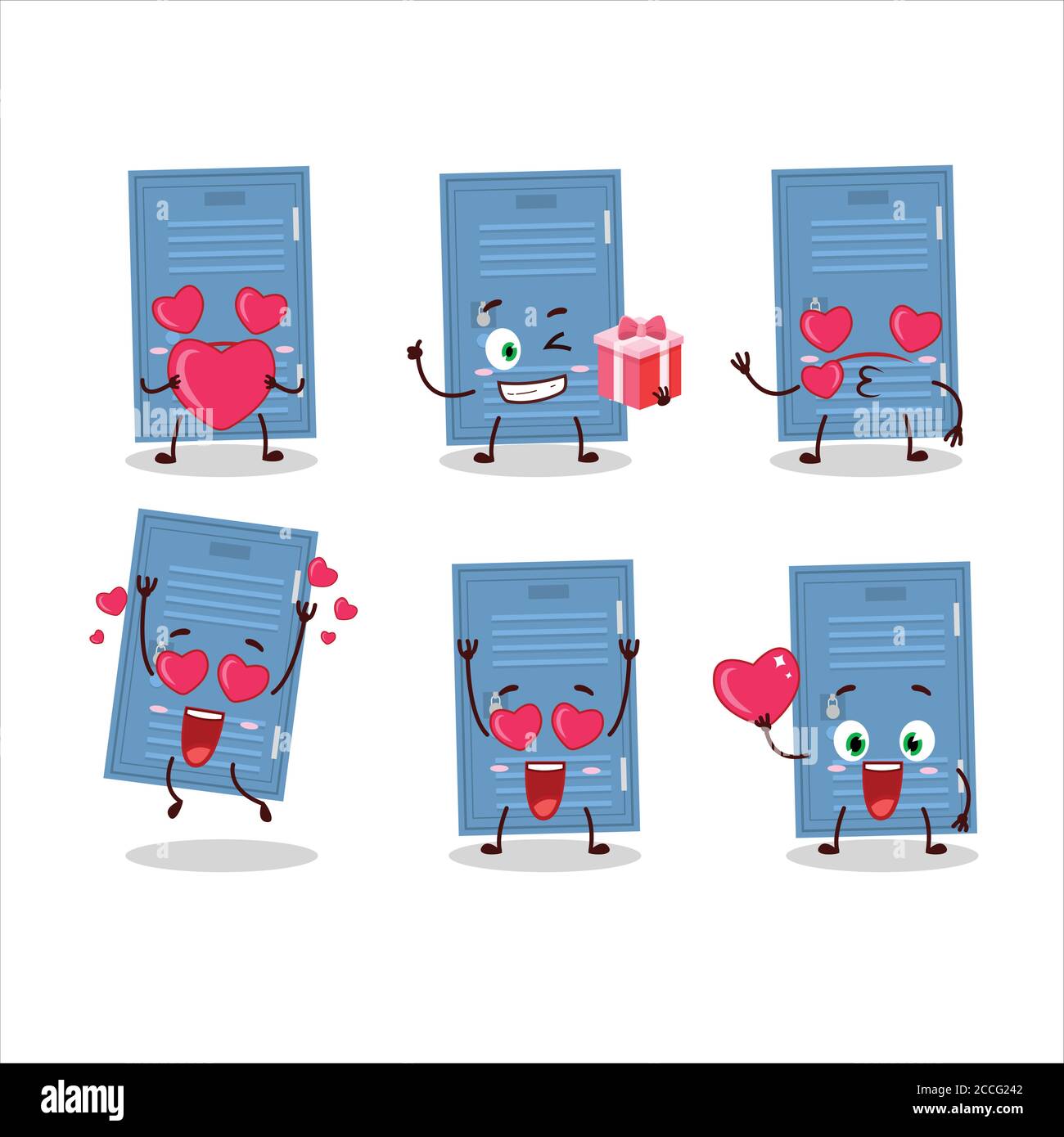 Locker cartoon character with love cute emoticon Stock Vector Image ...