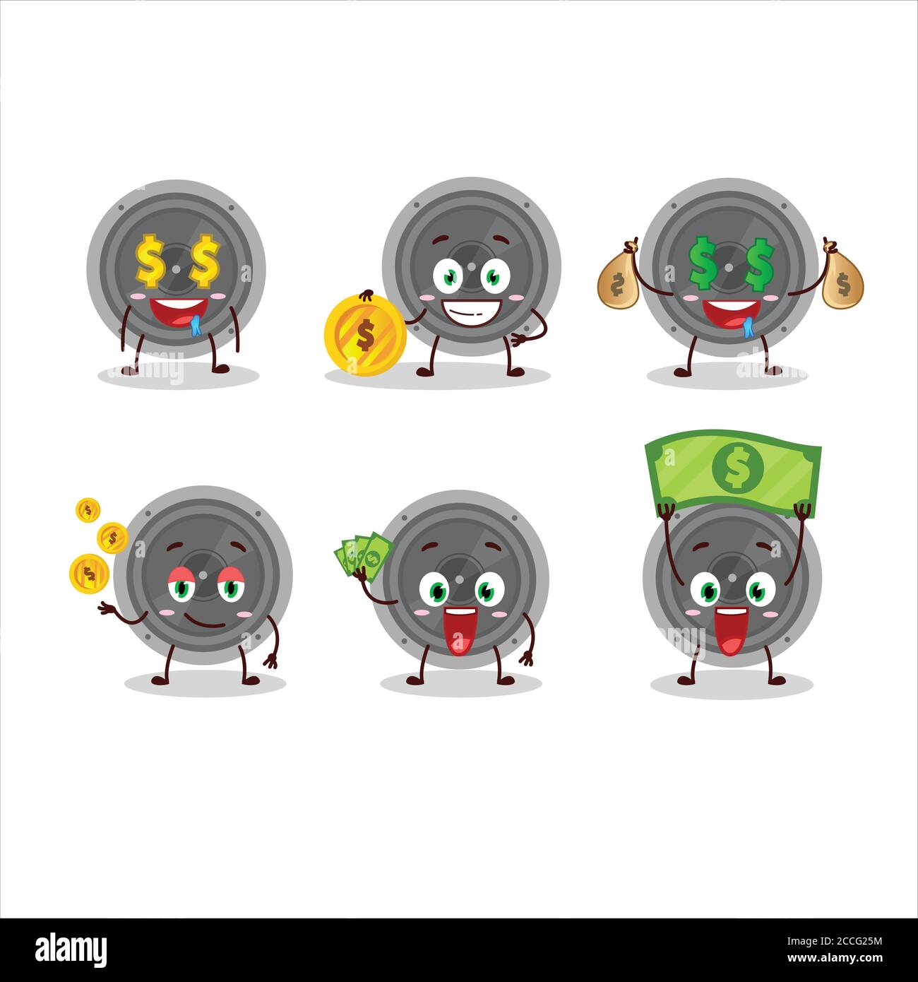 Audio speaker cartoon character with cute emoticon bring money Stock ...