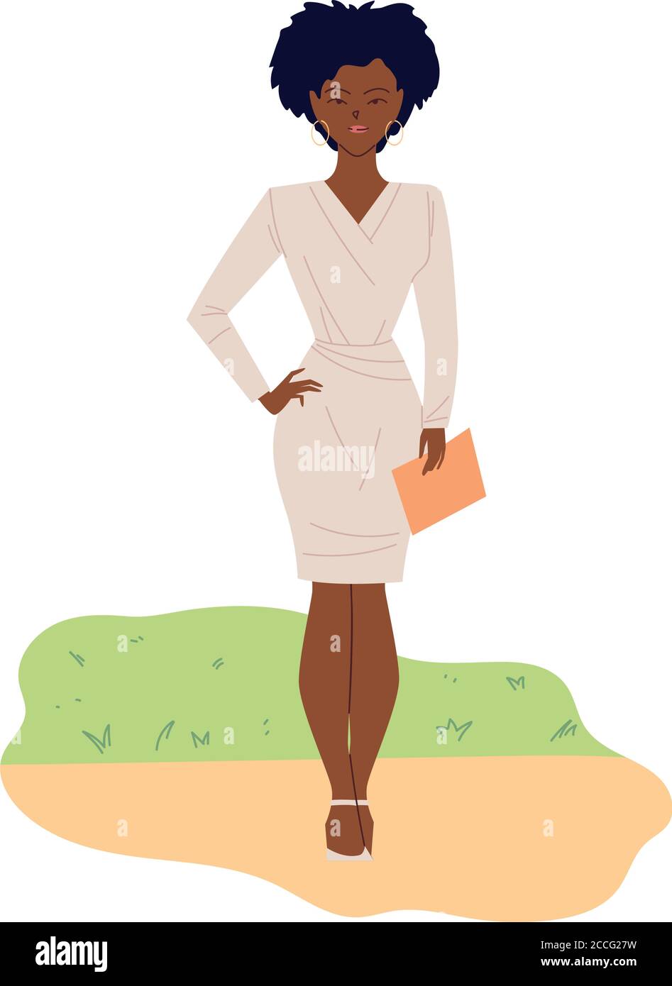 Black businesswoman cartoon with file design, business fashion and ...