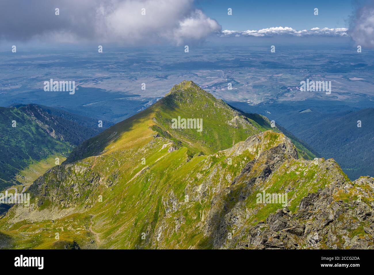 Aerial view of highlands peaks with mountain trails in the summer Stock ...