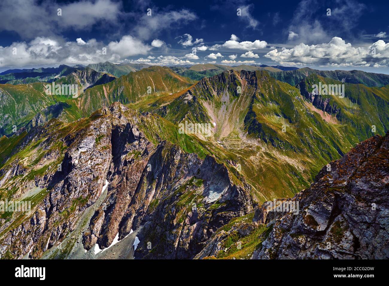 Aerial view of highlands peaks with mountain trails in the summer Stock ...