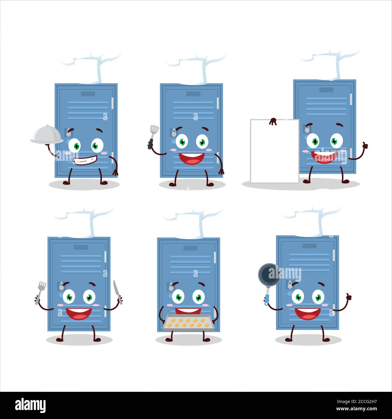 Cartoon character of locker with various chef emoticons Stock Vector ...
