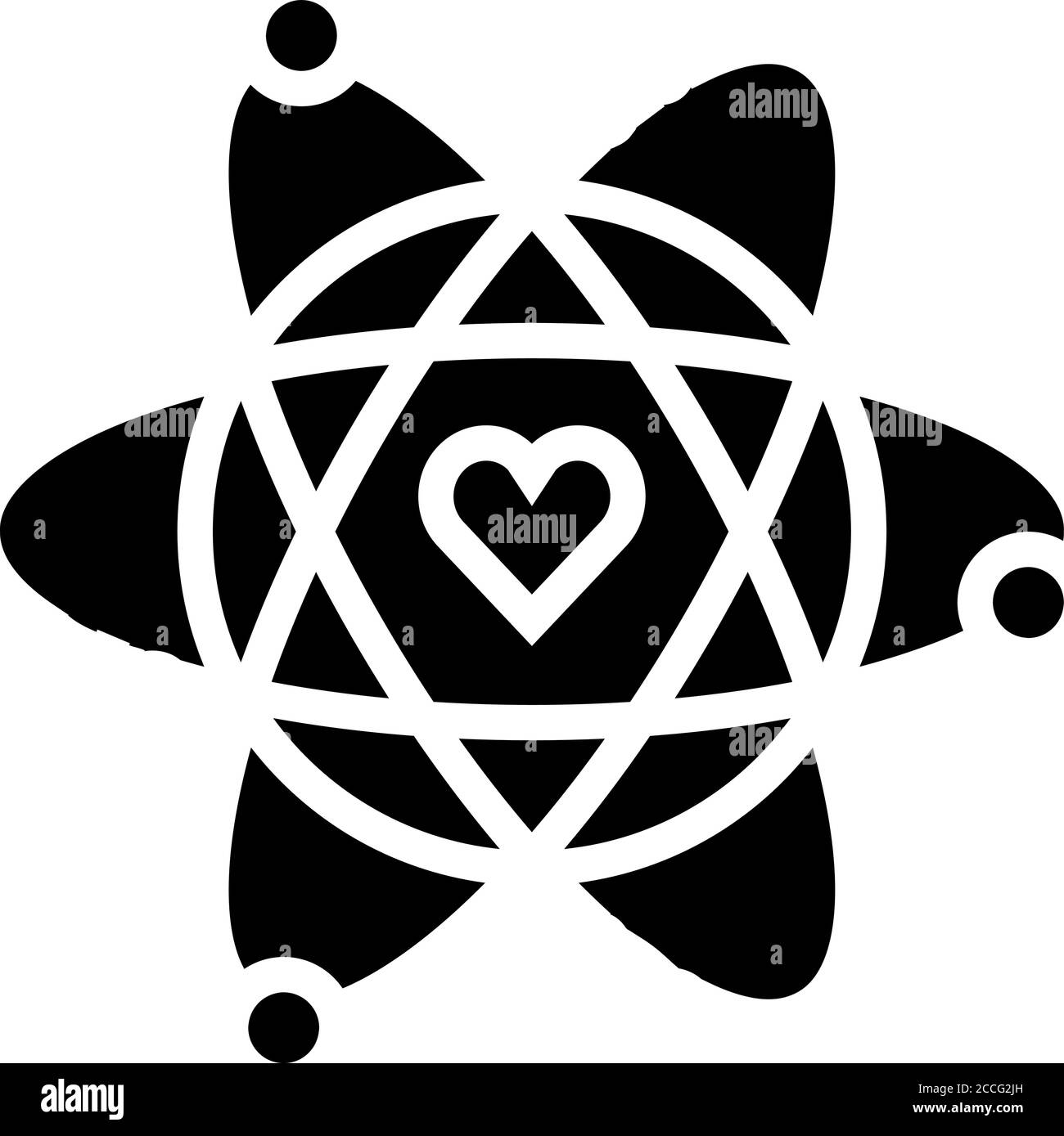 atom with heart core glyph icon vector illustration Stock Vector Image ...