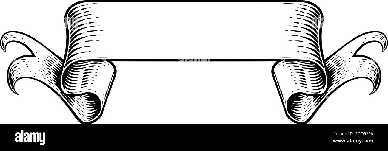 Scroll Vintage Flag Paper Banner Ribbon Woodcut Stock Vector Image ...