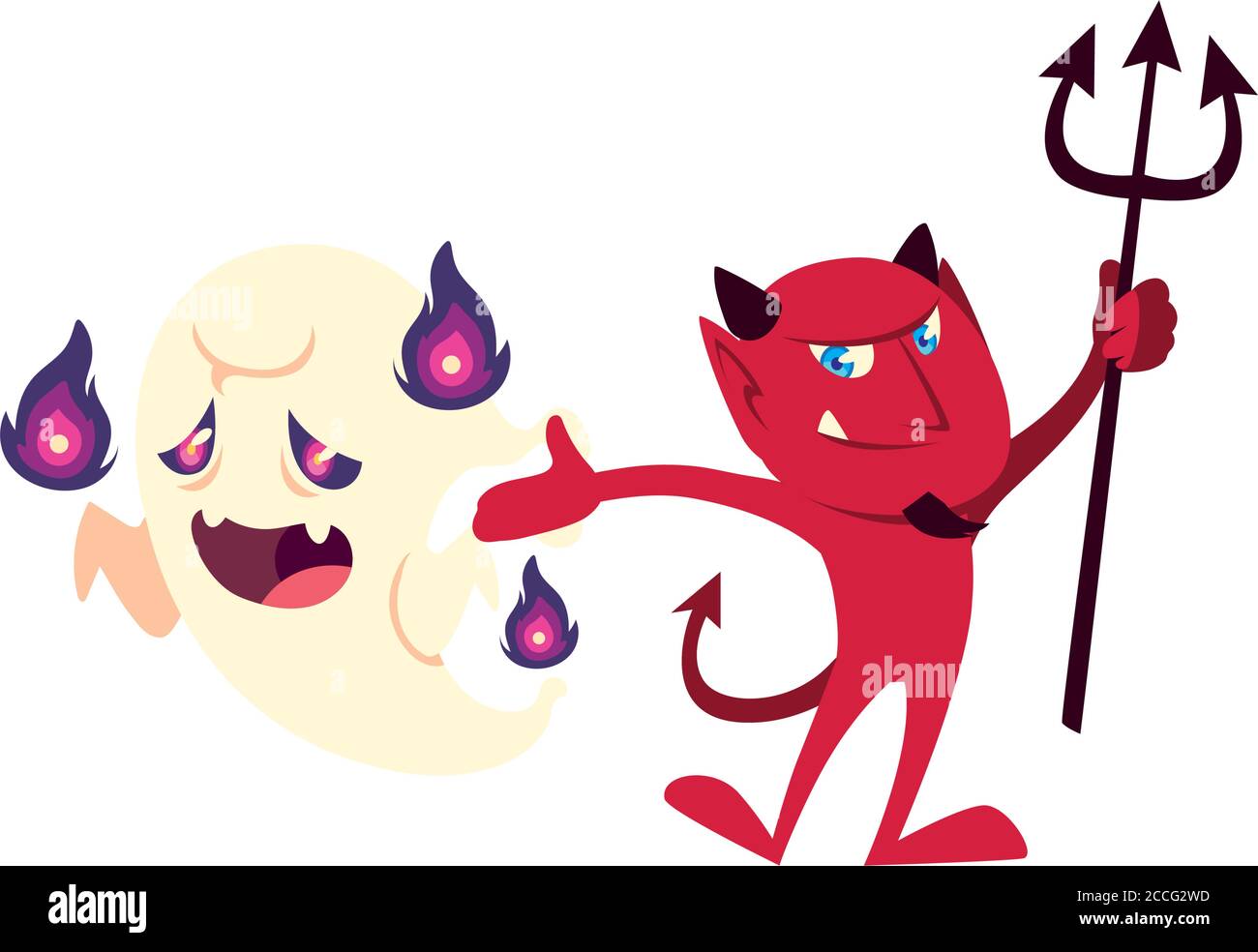 Halloween devil and ghost cartoons design, Holiday and scary theme ...