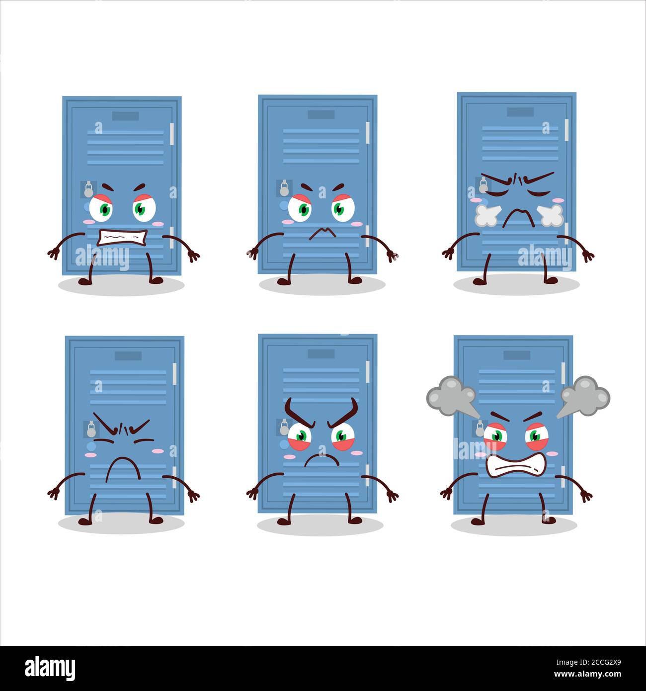 Locker cartoon character with various angry expressions Stock Vector ...