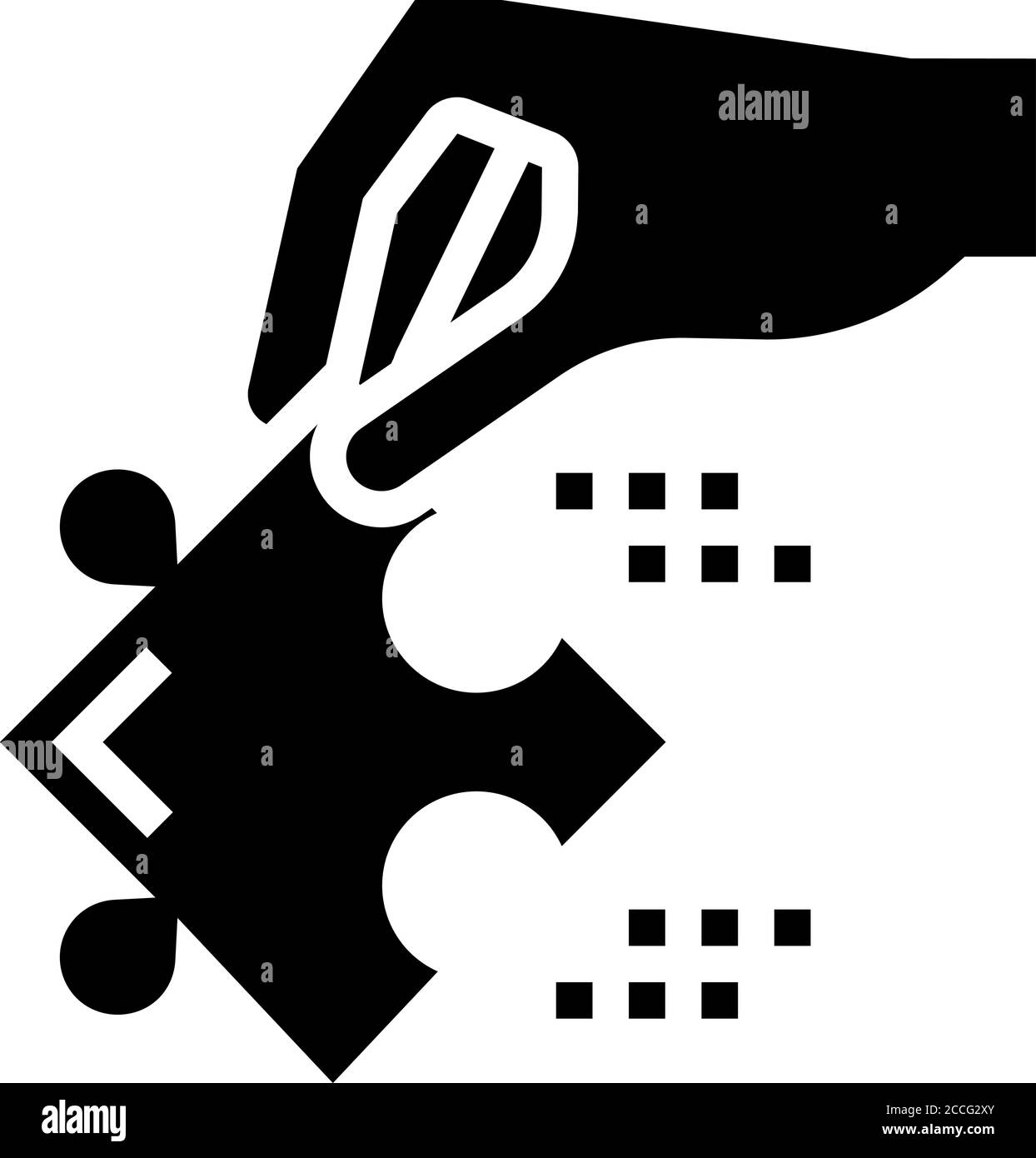 hand hold puzzle detail glyph icon vector illustration Stock Vector ...