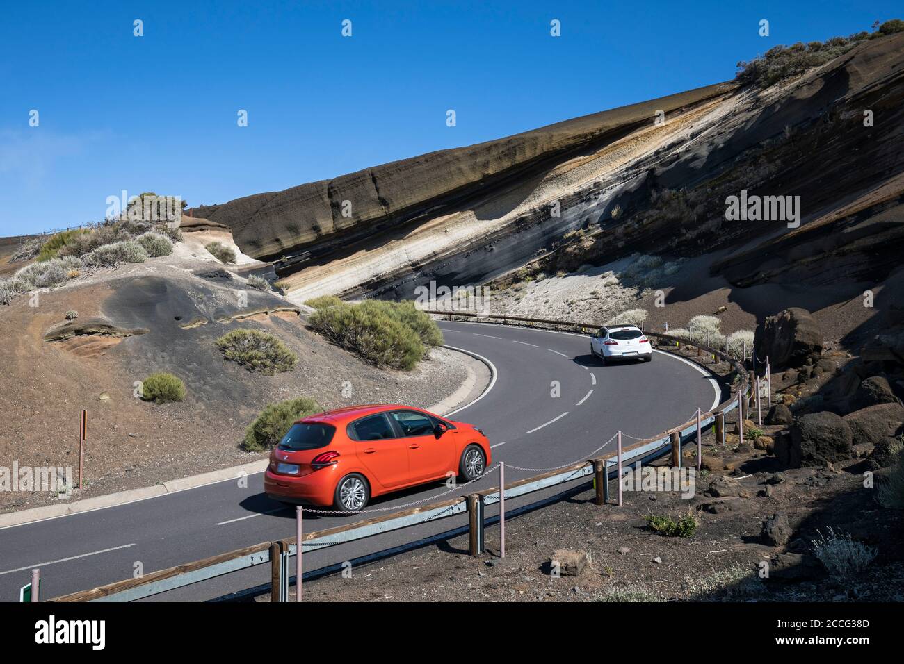 La Tarta del Teide on the TF-24 road, geological formation of different volcanic ash layers in ...