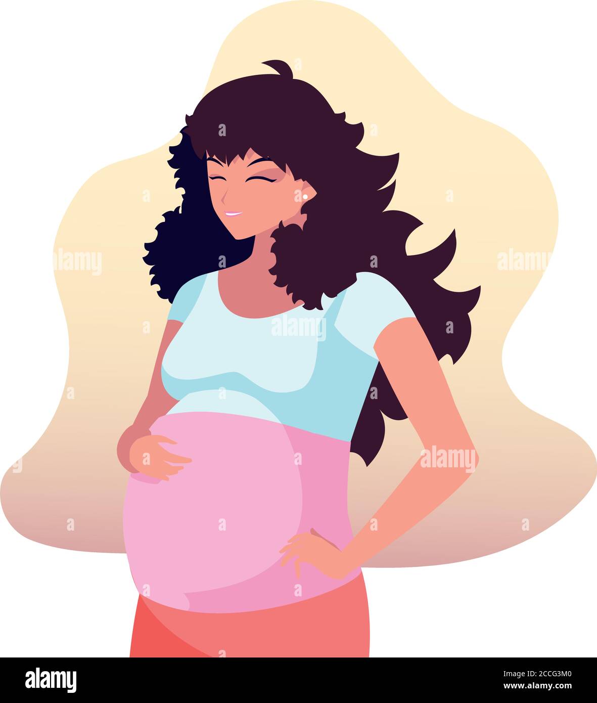 Pregnant Woman Cartoon Design Belly Pregnancy Maternity And Mother