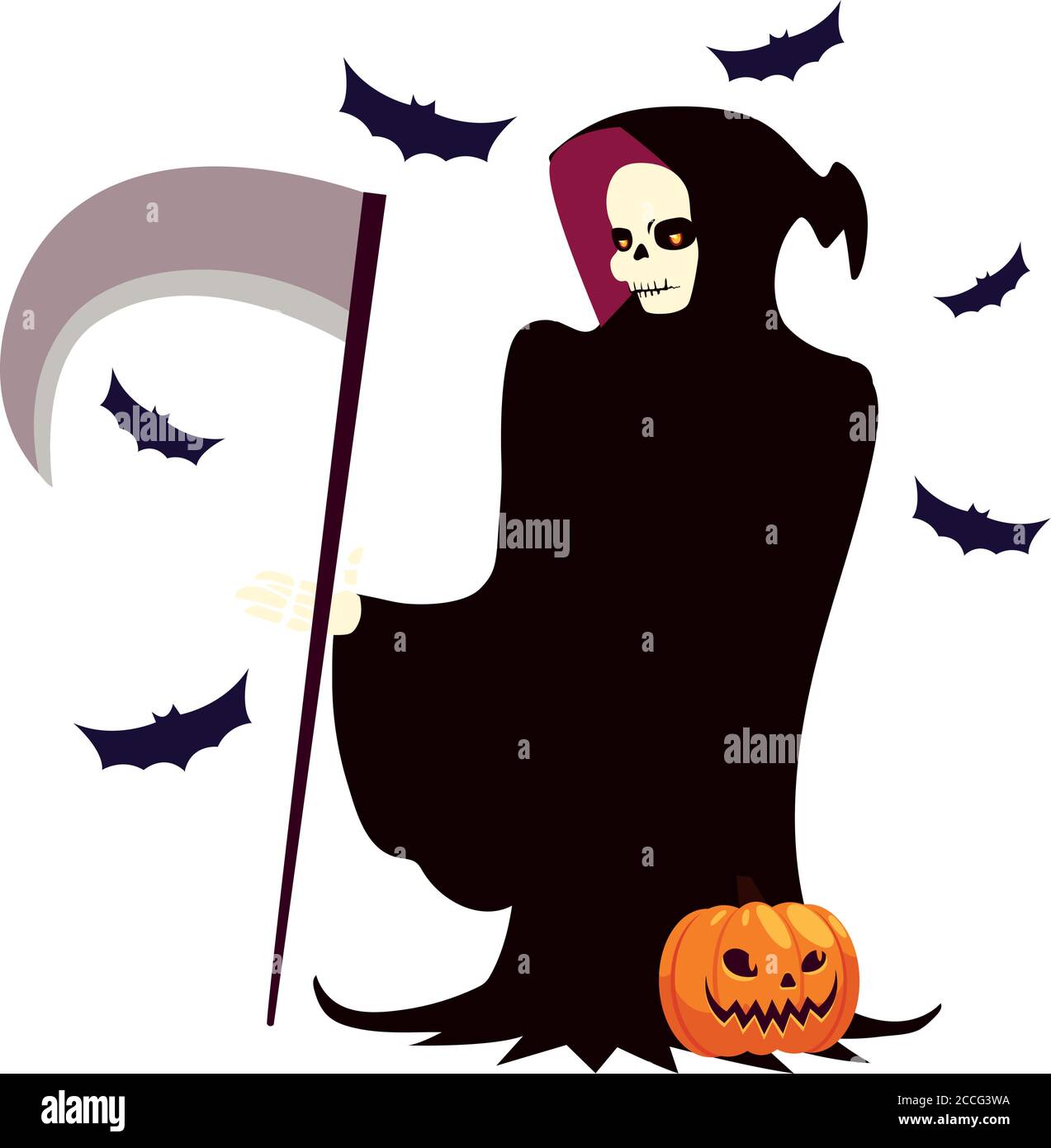 Halloween death cartoon with pumpkin design, Holiday and scary theme ...