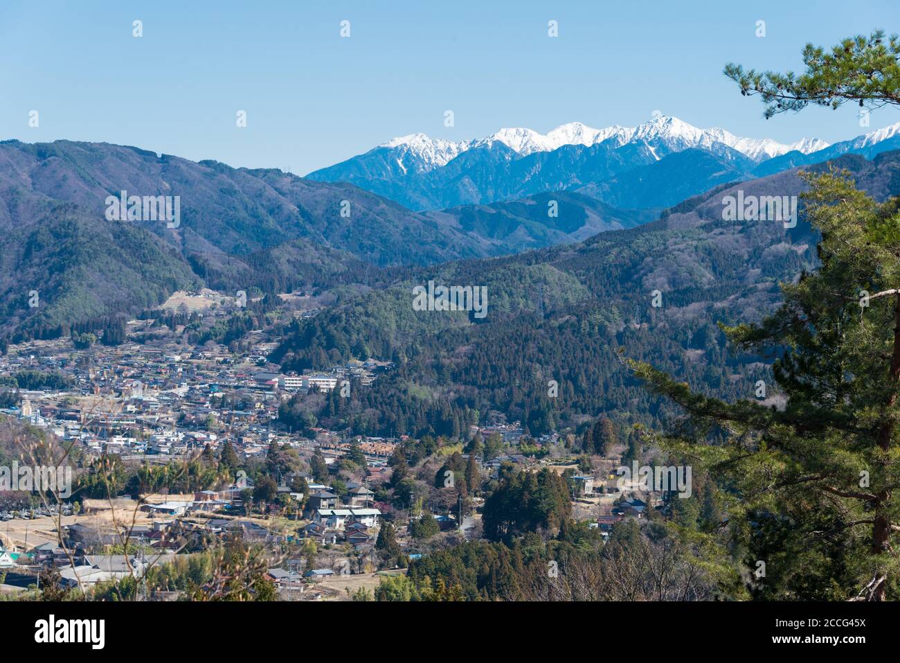Nagano, Japan - Beautiful scenic view from Tsumago castle Ruin on ...