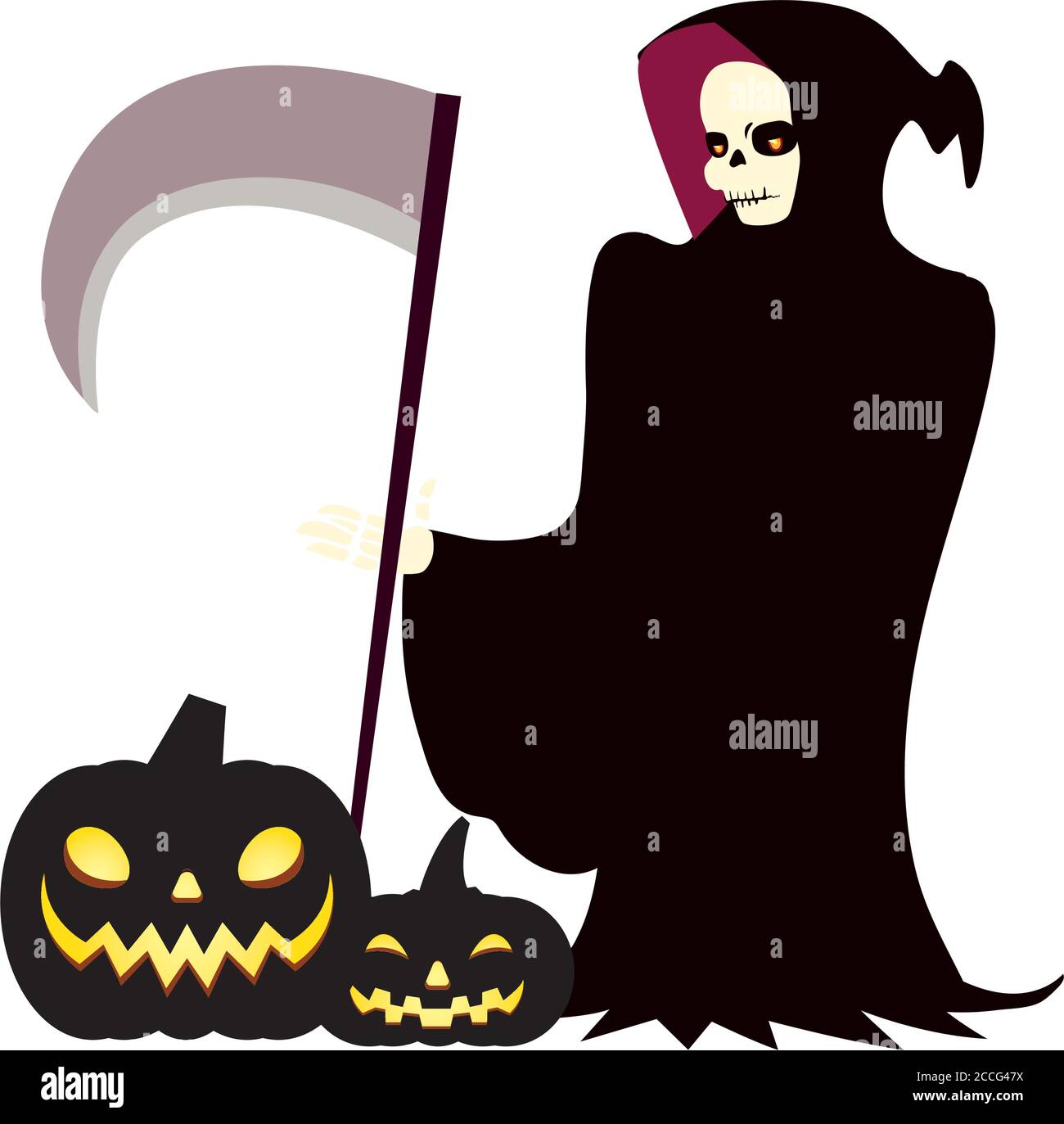Halloween death cartoon with pumpkins design, Holiday and scary theme ...
