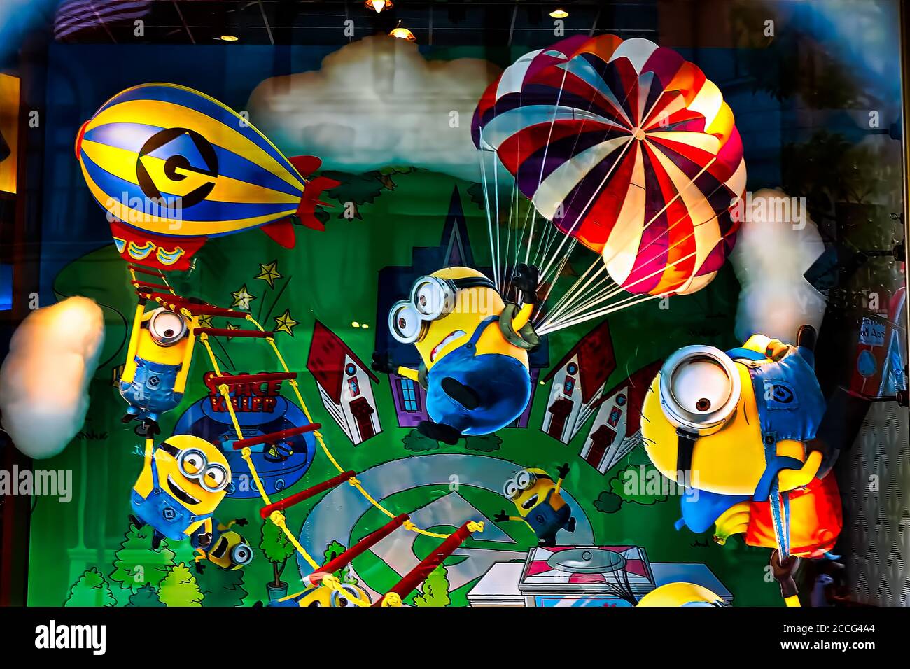 Close up HAPPY MINION statue in Universal Studios Japan. Minions are ...