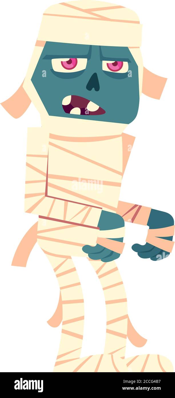 Halloween mummy cartoon design, Holiday and scary theme Vector ...