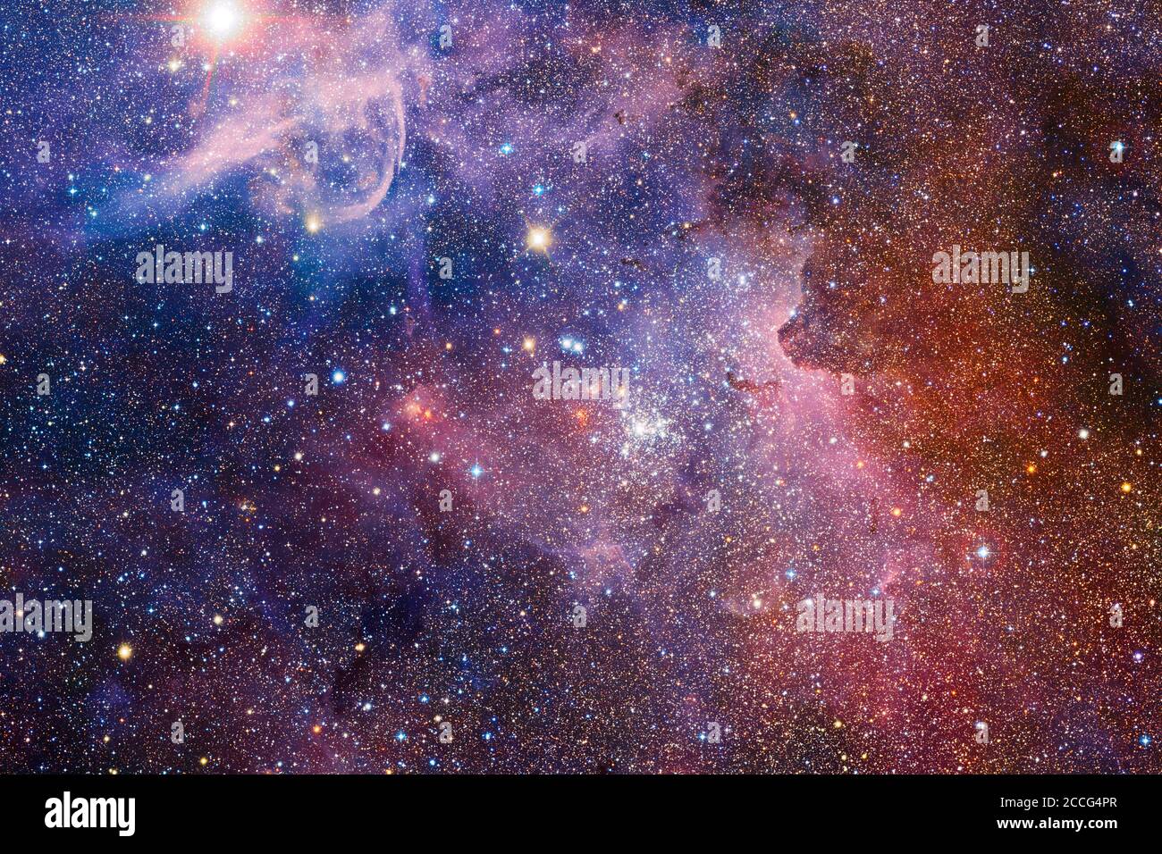 Nebula, cluster of stars in deep space. Science fiction art. Elements ...
