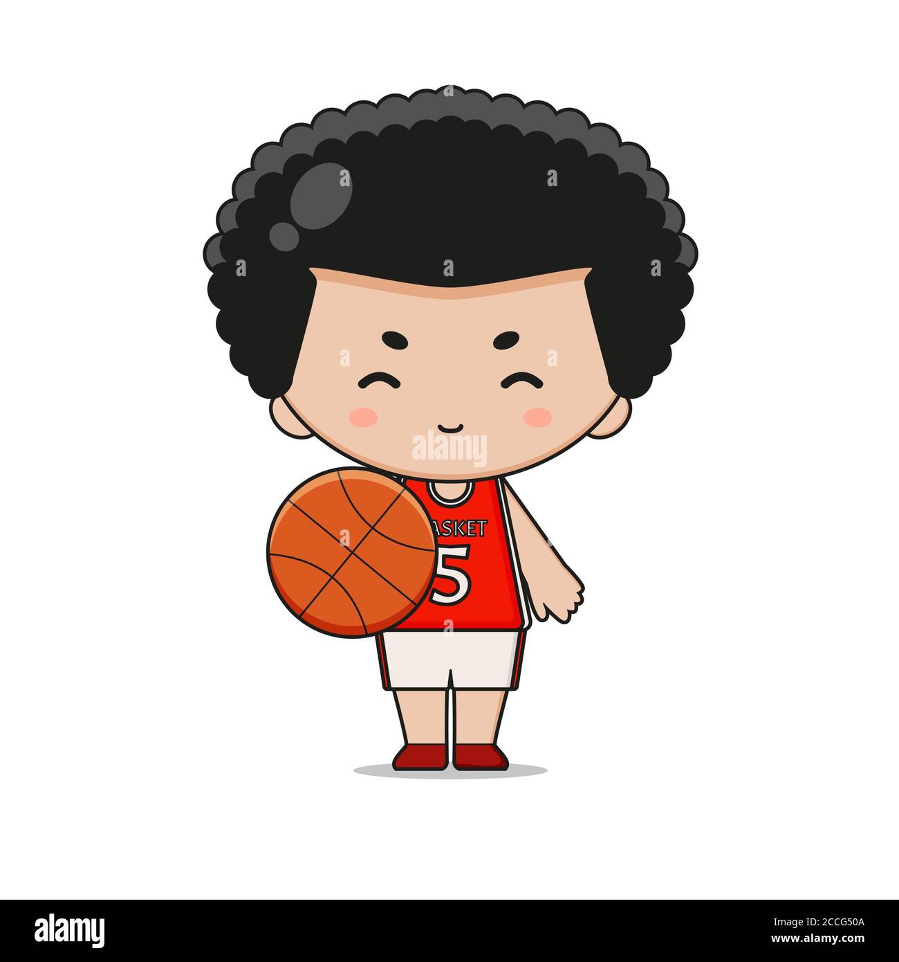 Cute Basketball Player Character with ball. Design isolated on white ...
