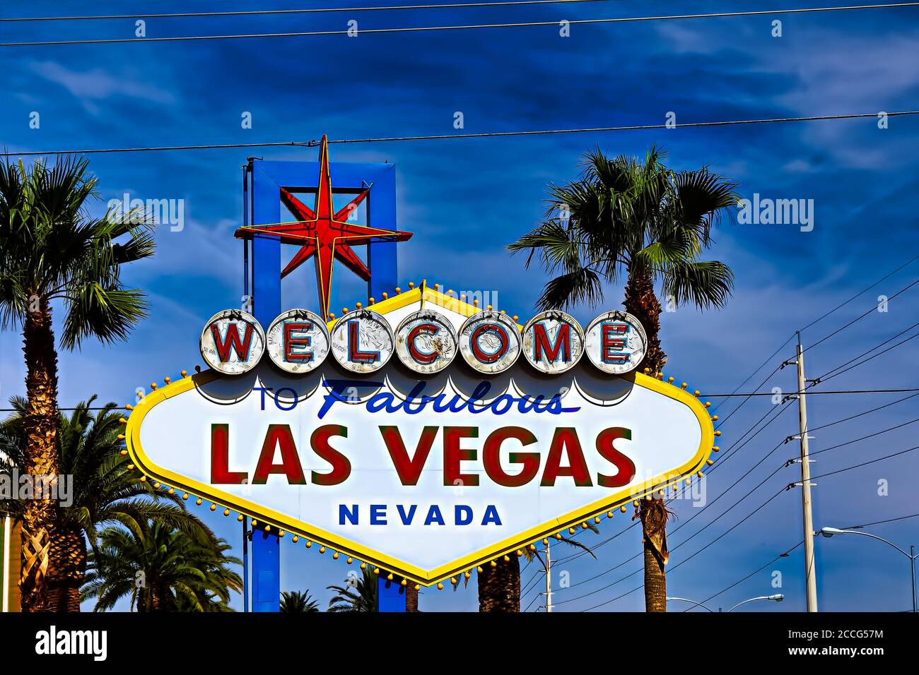 The Welcome to Fabulous Las Vegas sign on bright sunny day in Las Vegas ...