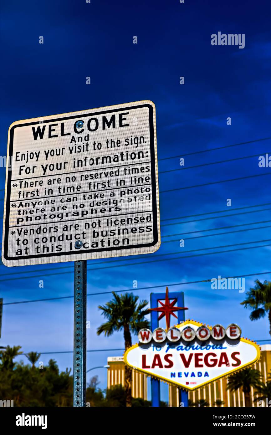 The Welcome to Fabulous Las Vegas sign on bright sunny day in Las Vegas ...