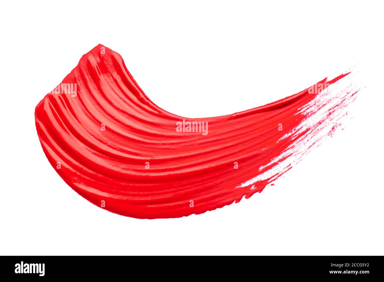 Red acrylic brushstroke on a white background Stock Photo - Alamy