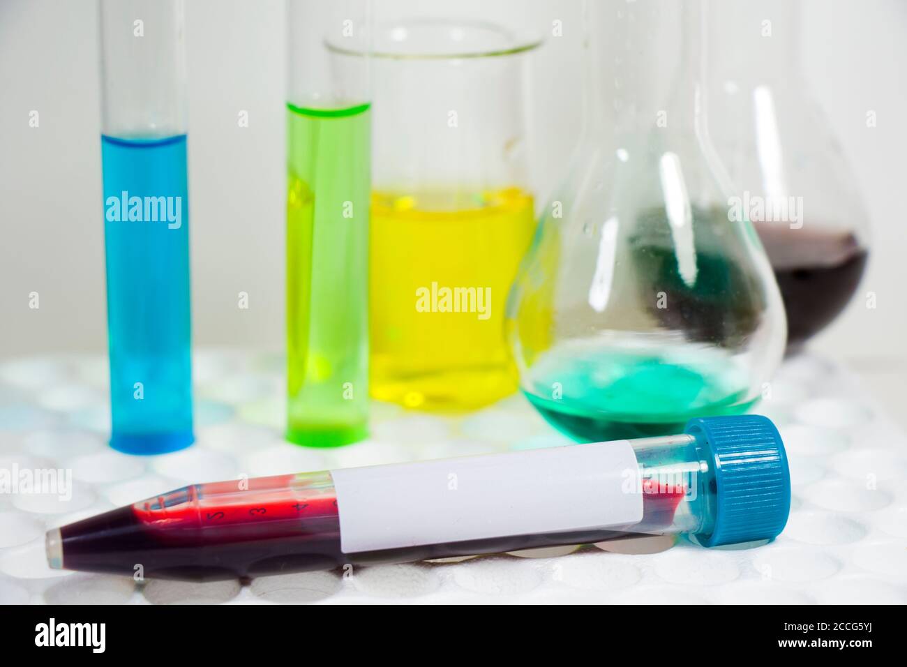 Blood test tube sample without name, empty space for text, laboratory ...