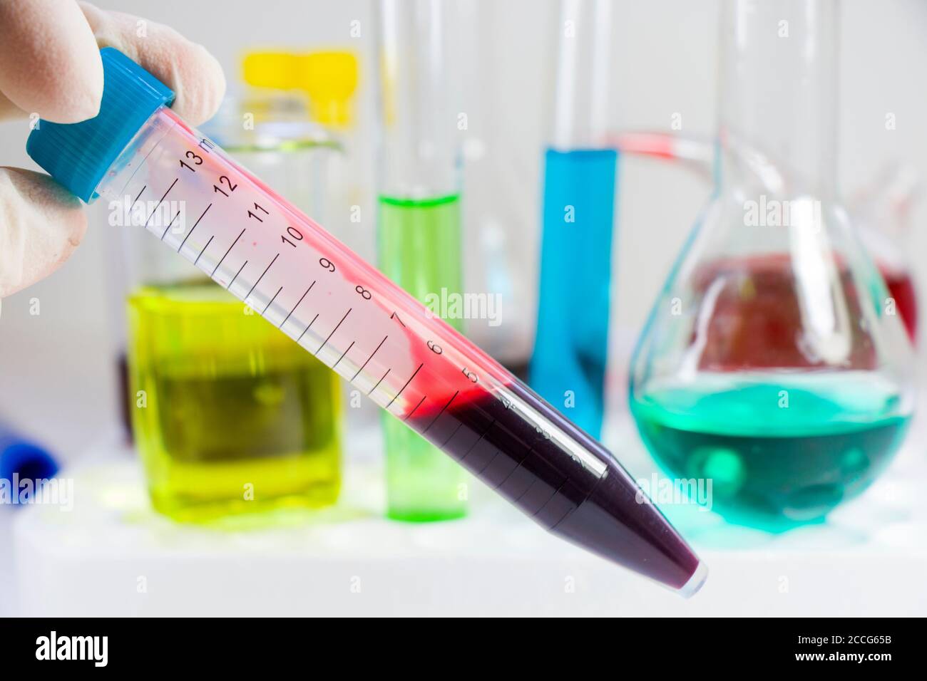 Blood test tube sample without name, empty space for text, laboratory ...