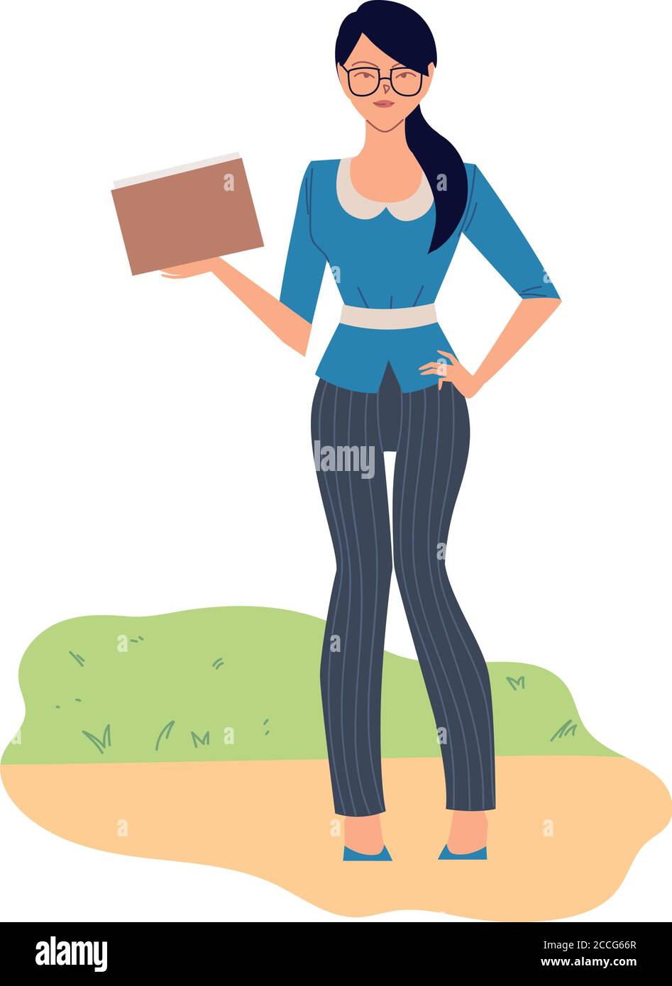 Businesswoman cartoon with file design, business fashion and management ...