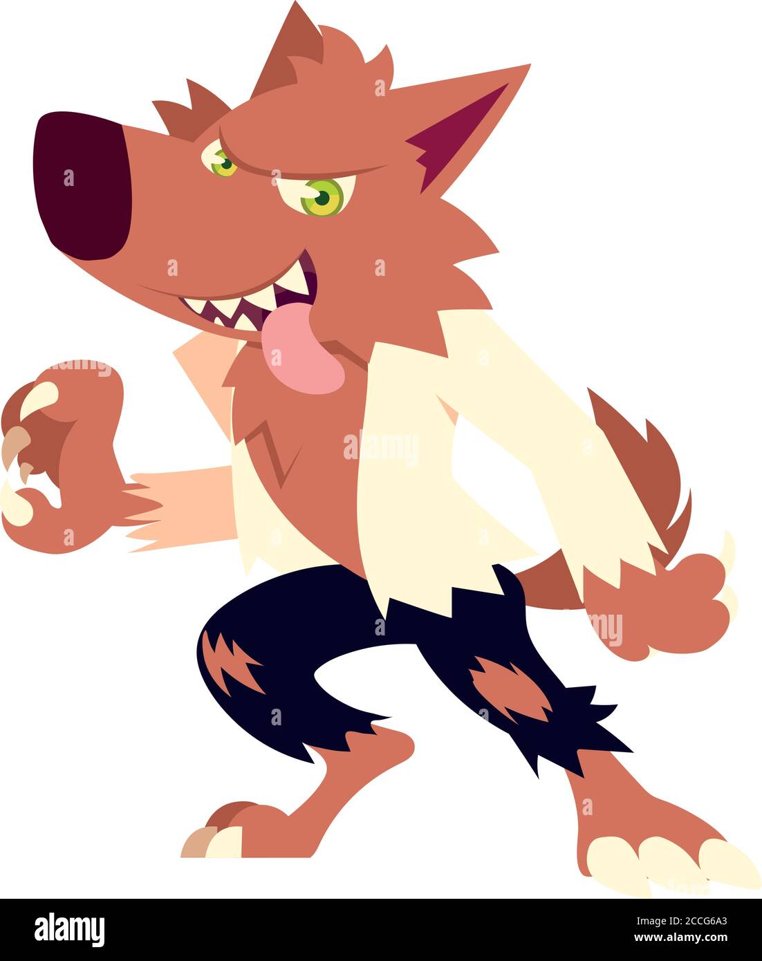 Halloween werewolf cartoon design, Holiday and scary theme Vector ...